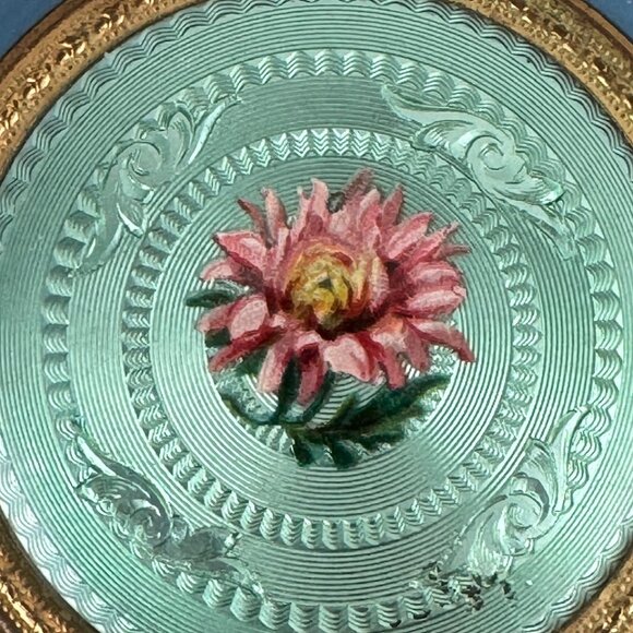 Vintage | Bags | Vintage Art Deco Blue Bakelite Powder Compact With A ...